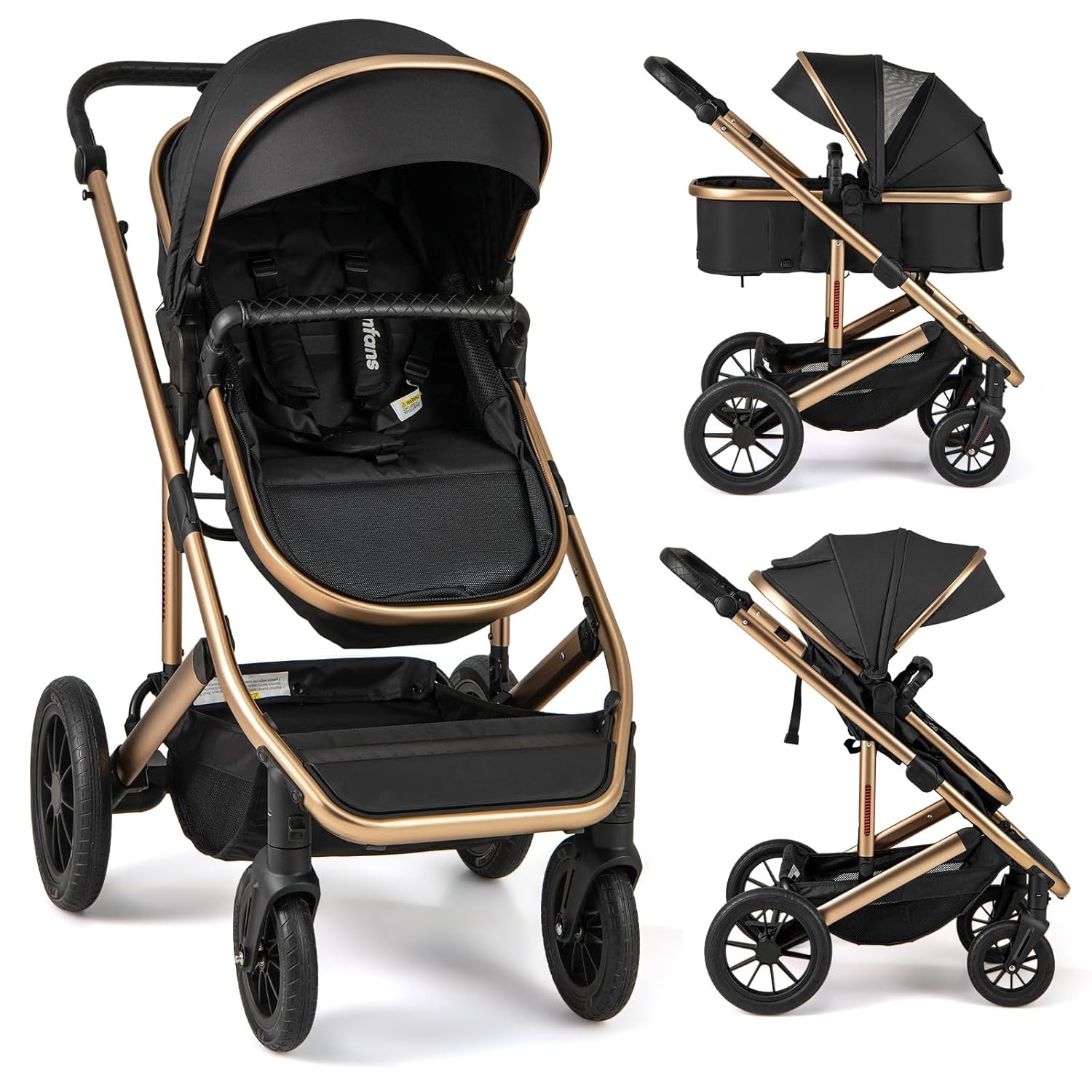 Amazon.com : INFANS 2 in 1 Baby Stroller, Folding Newborn Pram ...