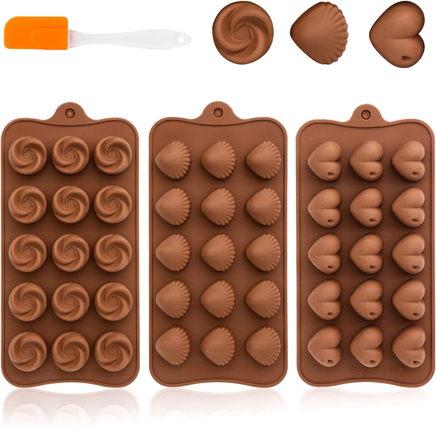 MOSTFUN 3 Pcs Chocolate Moulds Silicone, Jelly Mould Silicone Moulds ...