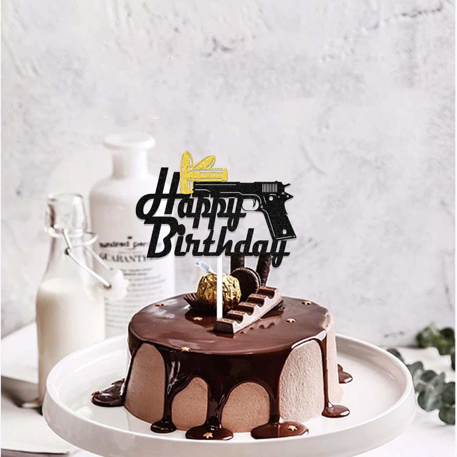 Snapklik.com : Pistol Shooting Birthday Party Cake Decoration Gun Happy ...
