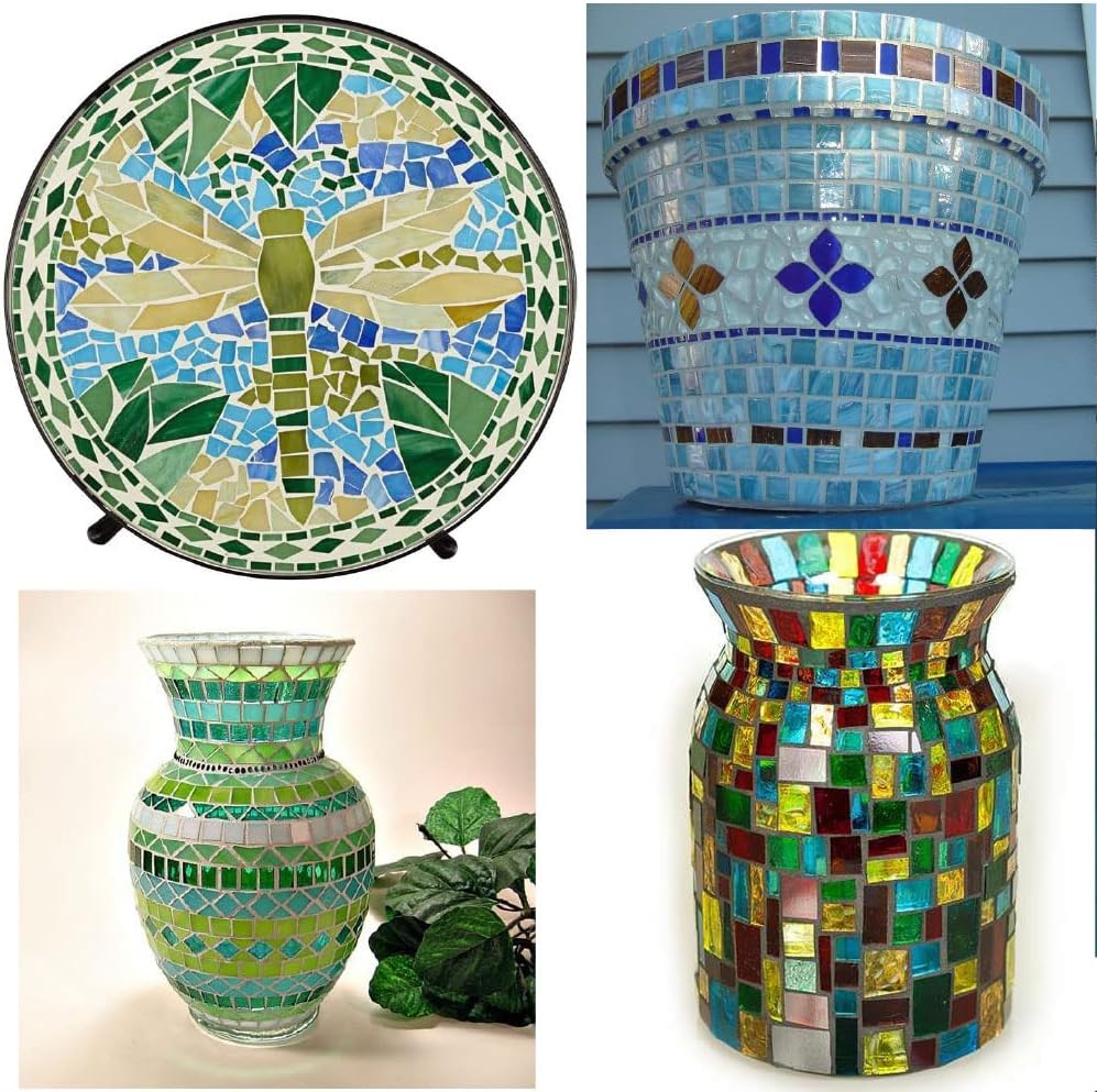 Azulejos de mosaico de colores surtidos 500g1.1lb, piezas de mosaico de vidrio transparente ...