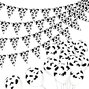 Amazon.com: 4 Packs Cow Print Pennant Banners with 20 Pieces Balloons ...