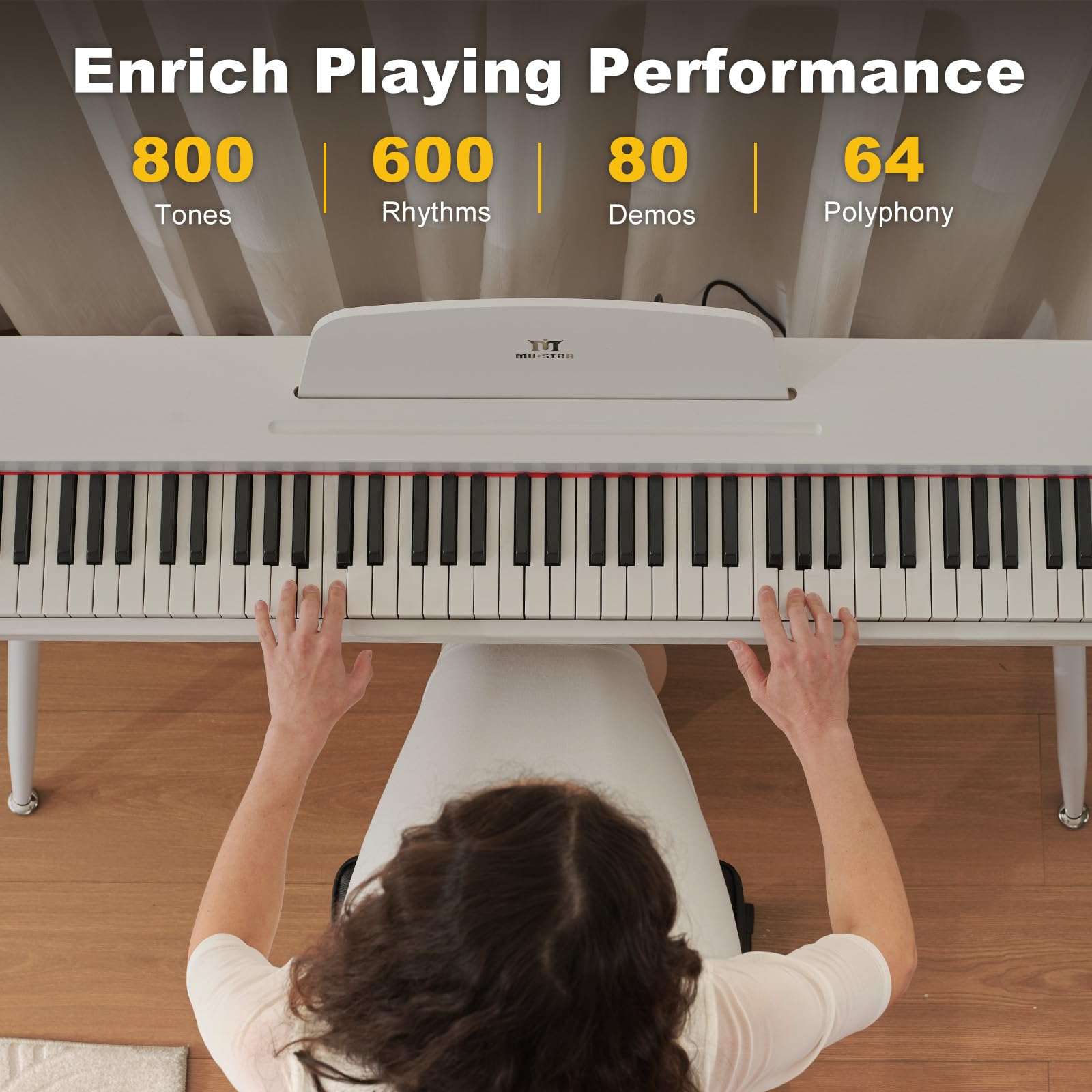 Snapklik.com : MUSTAR 88 Key Piano Keyboard For Beginners, Semi ...