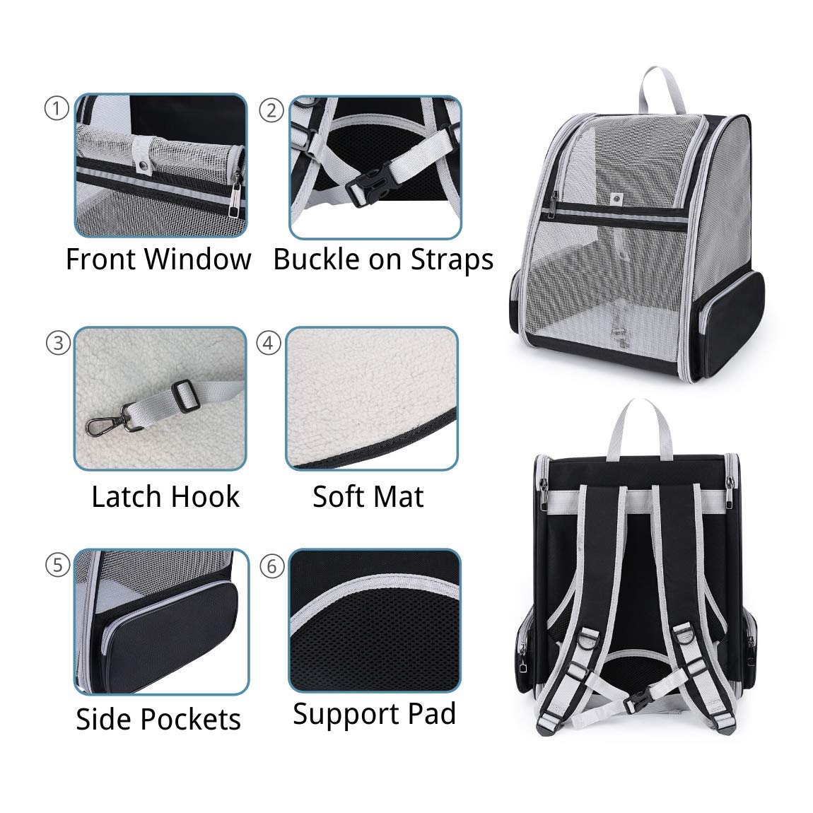 LOLLIMEOW Pet Carrier Backpack for Dogs and Cats,Puppies,Fully Ventilated Mesh,Airline Approved ...