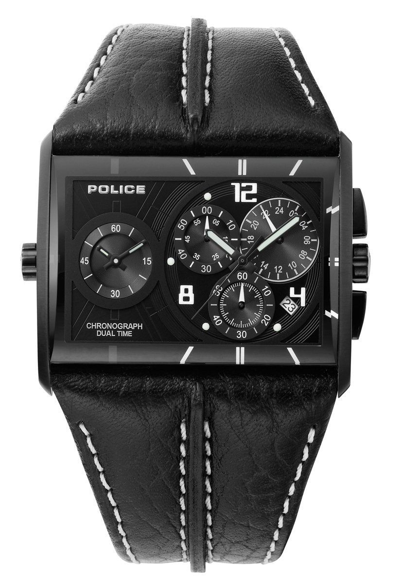 Police Men's PL-11397JSB/02 Twingear Rectangular Black IP Chronograph ...