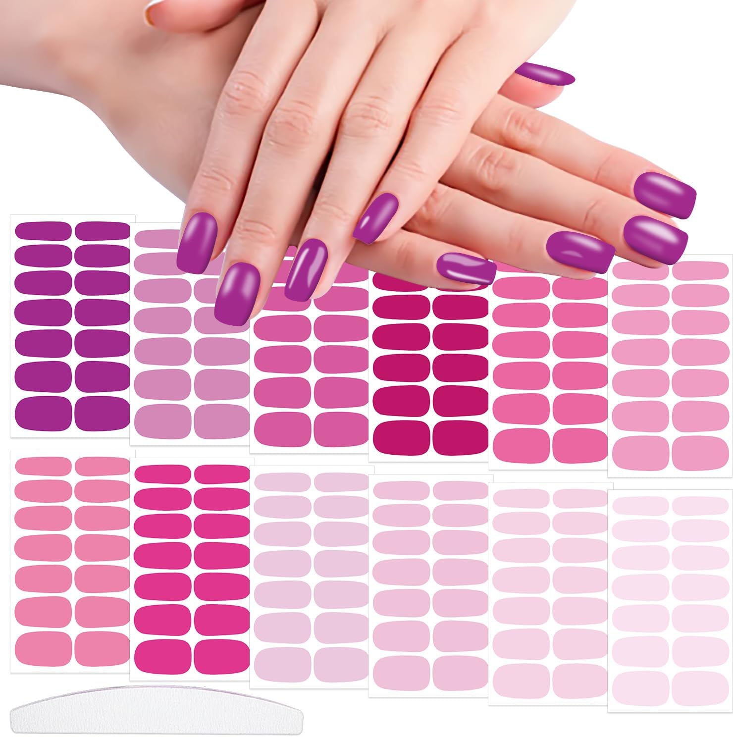 Amazon.com: WOKOTO 12 Sheets Pink Series Nail Stickers Full Nail Wraps ...
