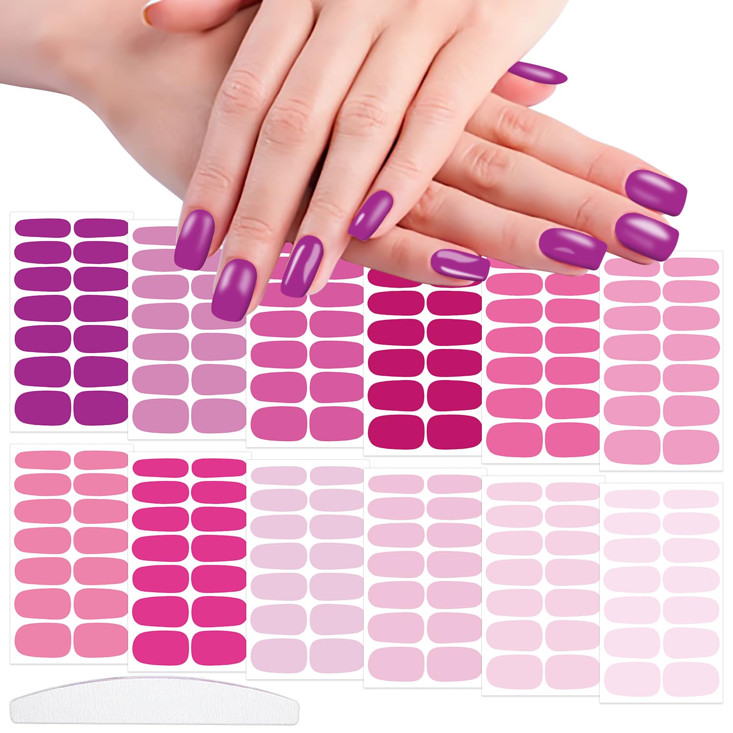 Amazon.com: WOKOTO 12 Sheets Pink Series Nail Stickers Full Nail Wraps ...