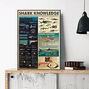 Amazon.com: Youpinnong Vintage Metal Signs Decor Shark Knowledge Poster ...