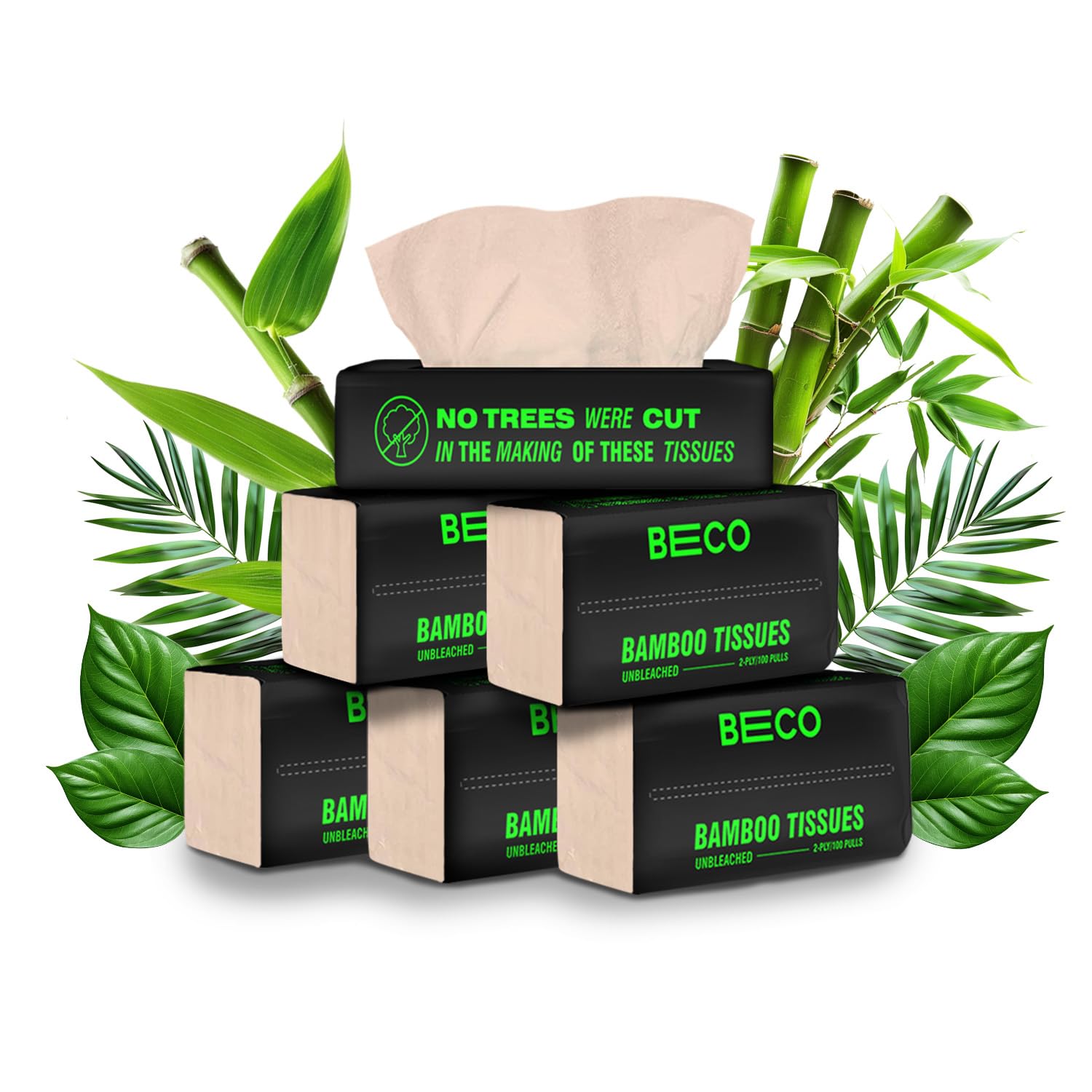 Beco Bamboo Facial Tissue Paper Box-Soft Pack | 100 pulls x 6 packs ...