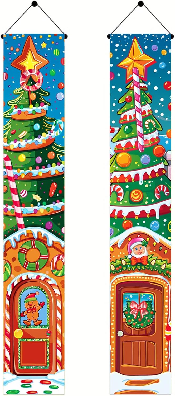 Amazon.com: BlissYard Gingerbread Christmas Porch Banners 12x71 Inch ...