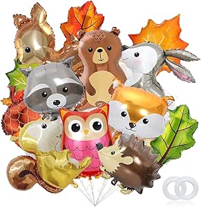 Amazon.com: 13 Pieces Woodland Animal Balloons, Forest Animals Foil ...