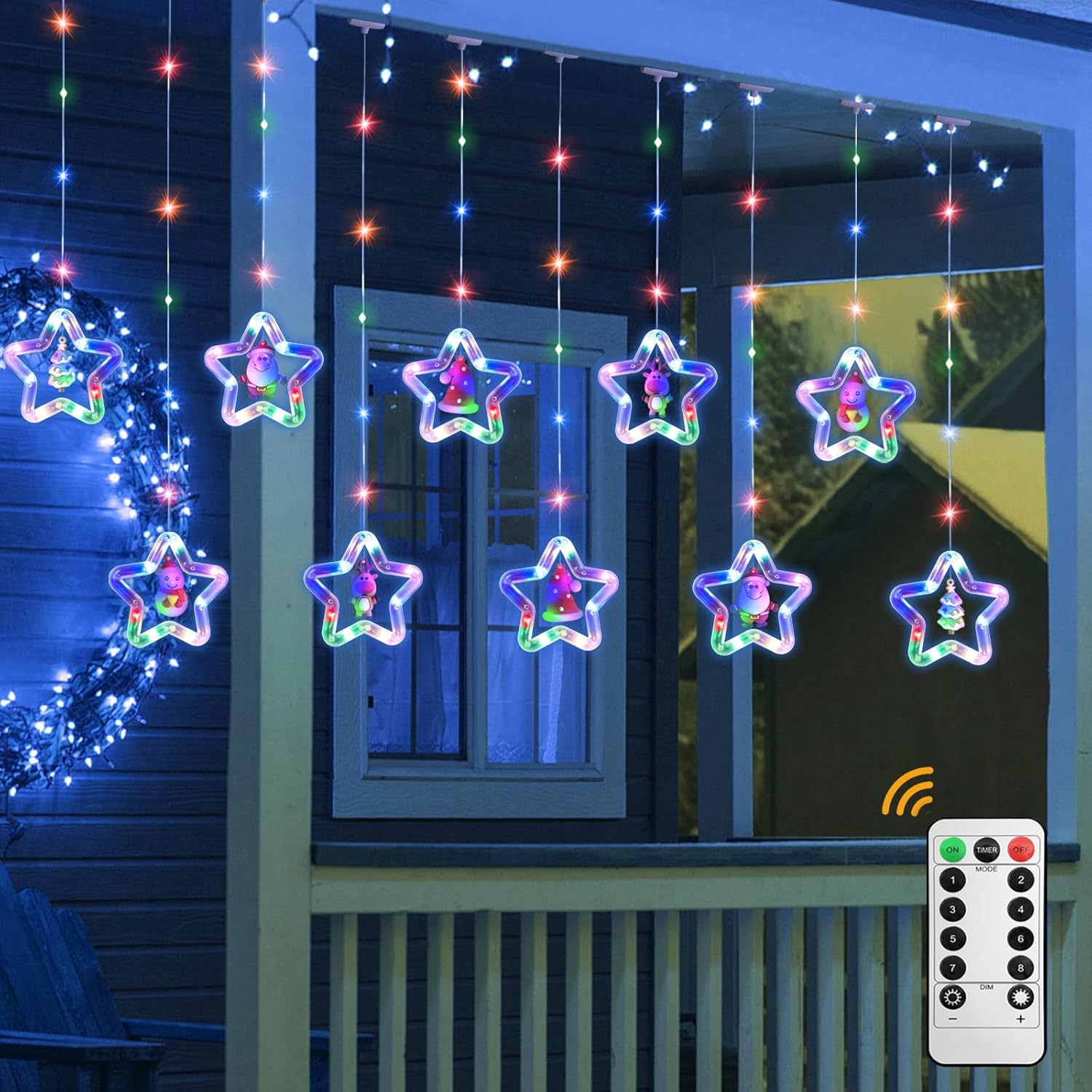 Jsdoin LED Stars Curtain Lights 3.5M*3.5M Christmas Window Curtain ...