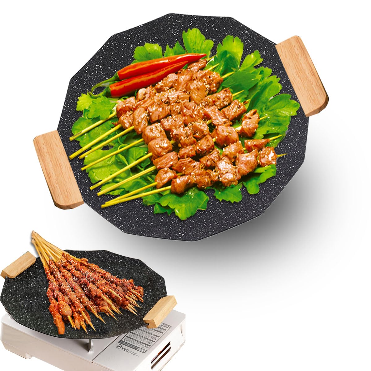 AHILAX Sartén para Parrilla Coreana Plancha Redonda para Barbacoa ...