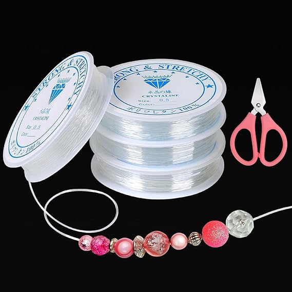 Furuising 4 Rolls 0.5mm Elastic String for Bracelet Making, Invisible ...