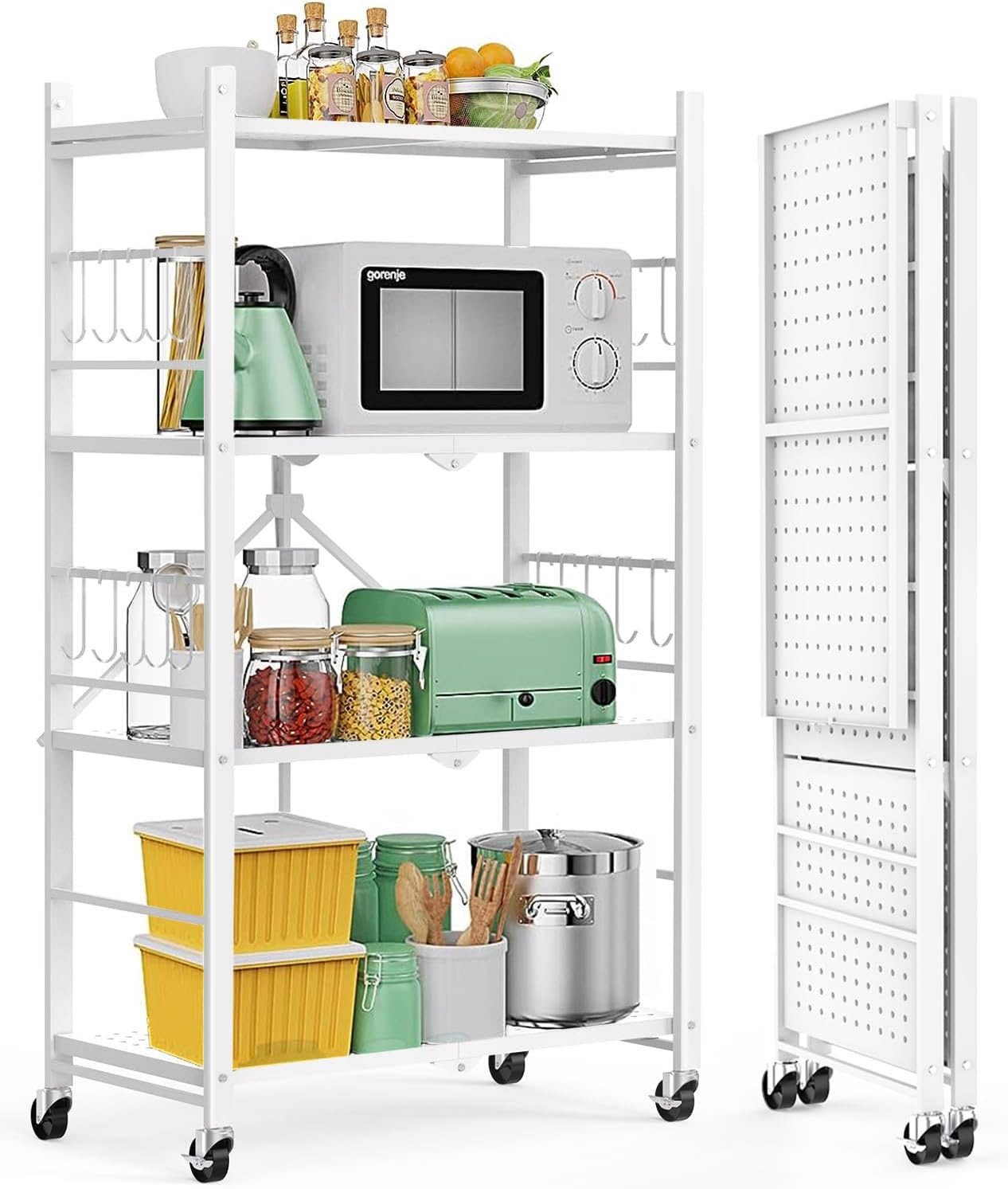 Amazon.com: Himix 4 Tier Foldable Shelves + 5 Tier Folding Shelf : Home ...