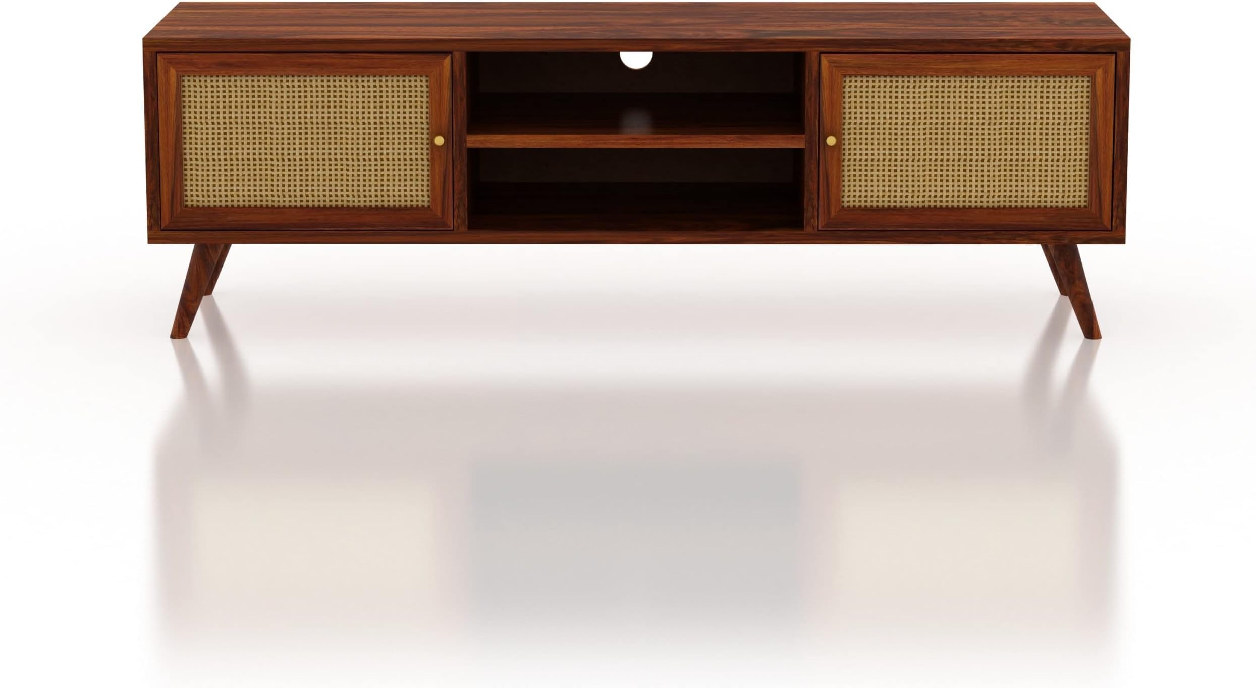 SMAART CRAAFTS Toris Rattan Solid Wood Tv Unit/Cabinet for LED LCD | 4 ...