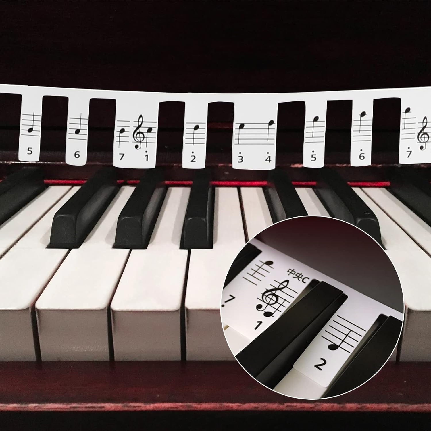 Calcomanías de teclado de piano de 88 teclas, etiquetas de teclas de ...