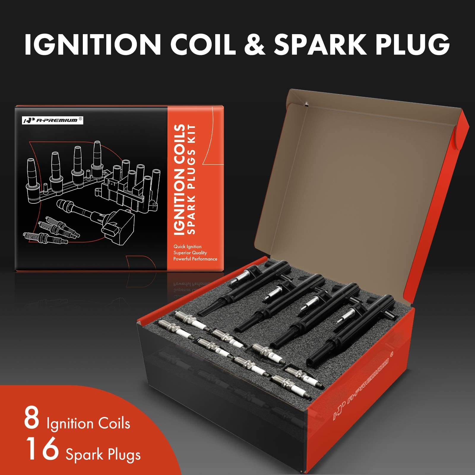 Ignition Coil Pack A-Premium Ignition Coil & Spark Plug Kit - 8 Coils ...