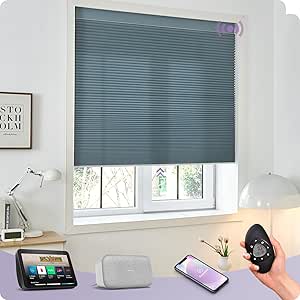 Amazon.com: Graywind Custom Smart Cellular Shades 60% Blackout Compatible with Alexa Google 5/8 ...