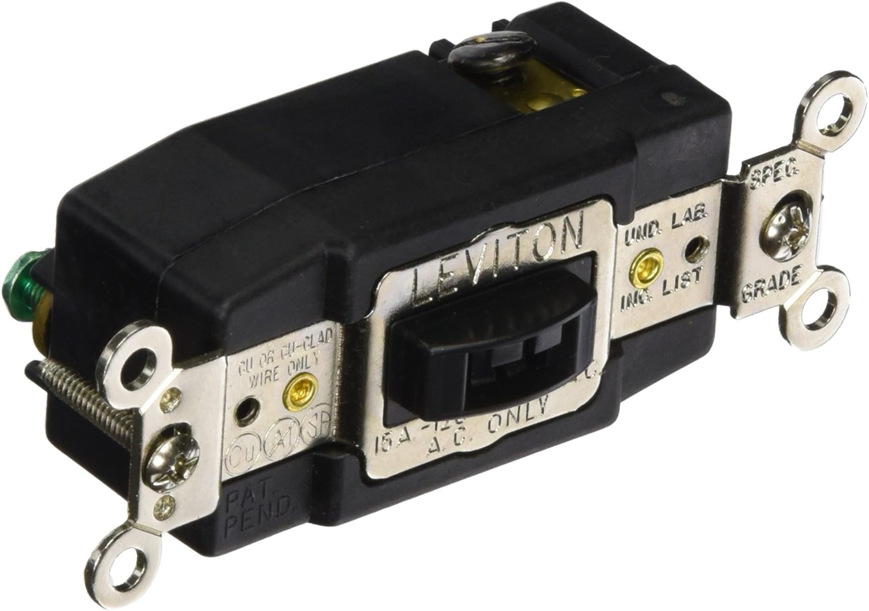 Leviton 1281-L 15 Amp 120/277V Toggle Single Pole AC Quiet Switch ...