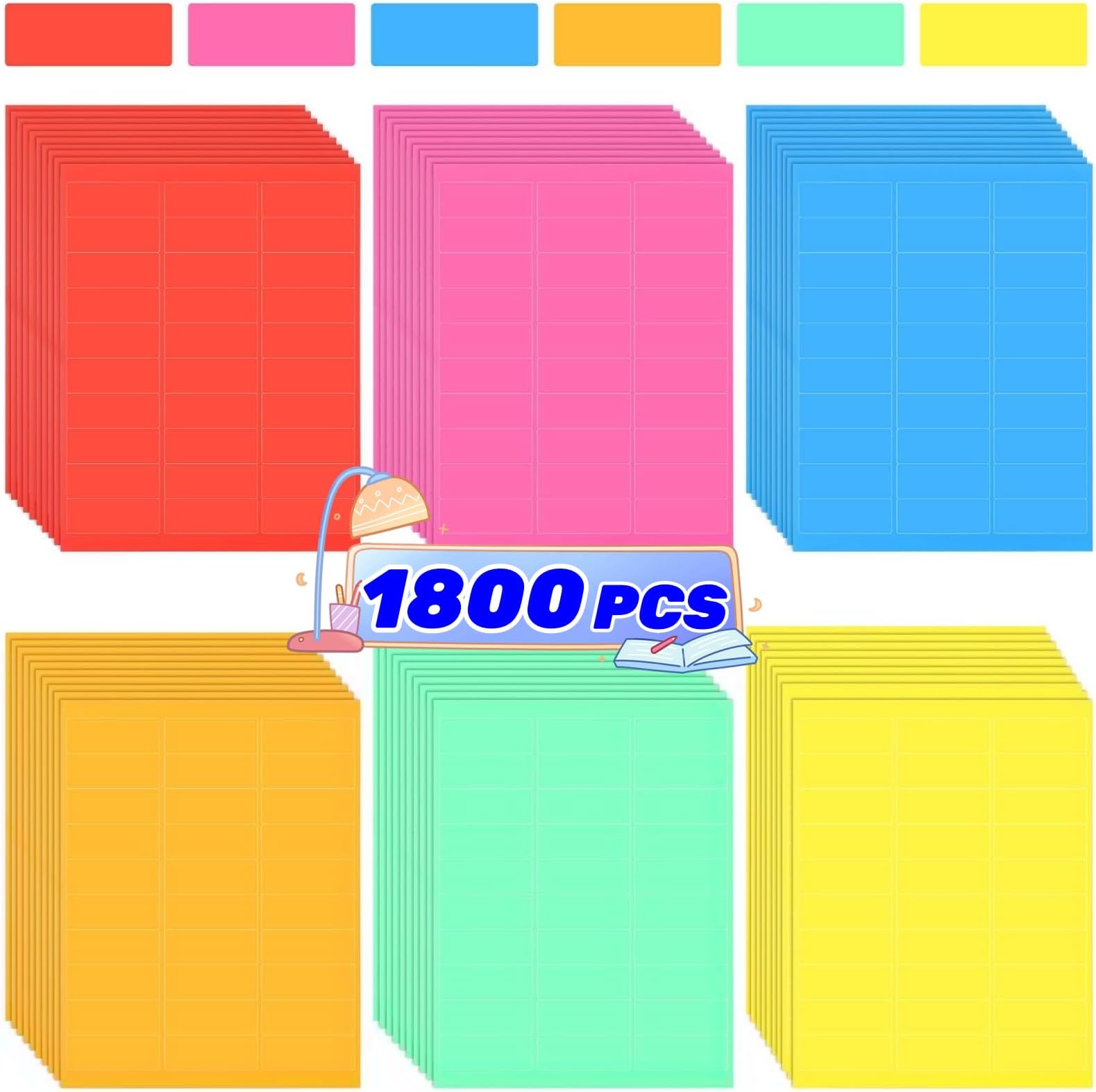 Amazon.com : 1800 Pcs Colored Labels Stickers, Fluorescent Address ...