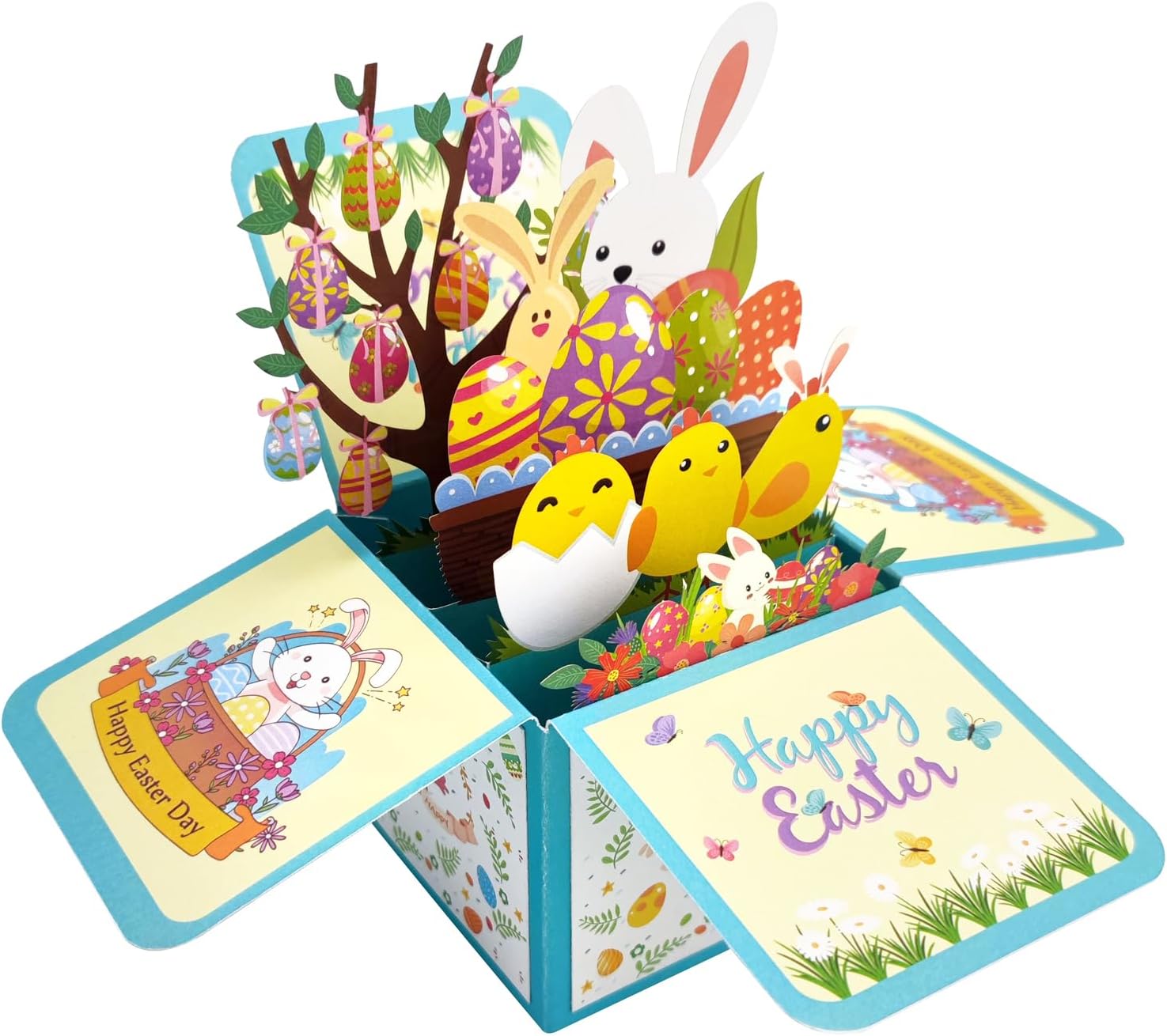 SEAHUI 3D Pop Up Easter Greeting Card Happy Easter Rabbit Easter Egg Card for Kids with Note ...