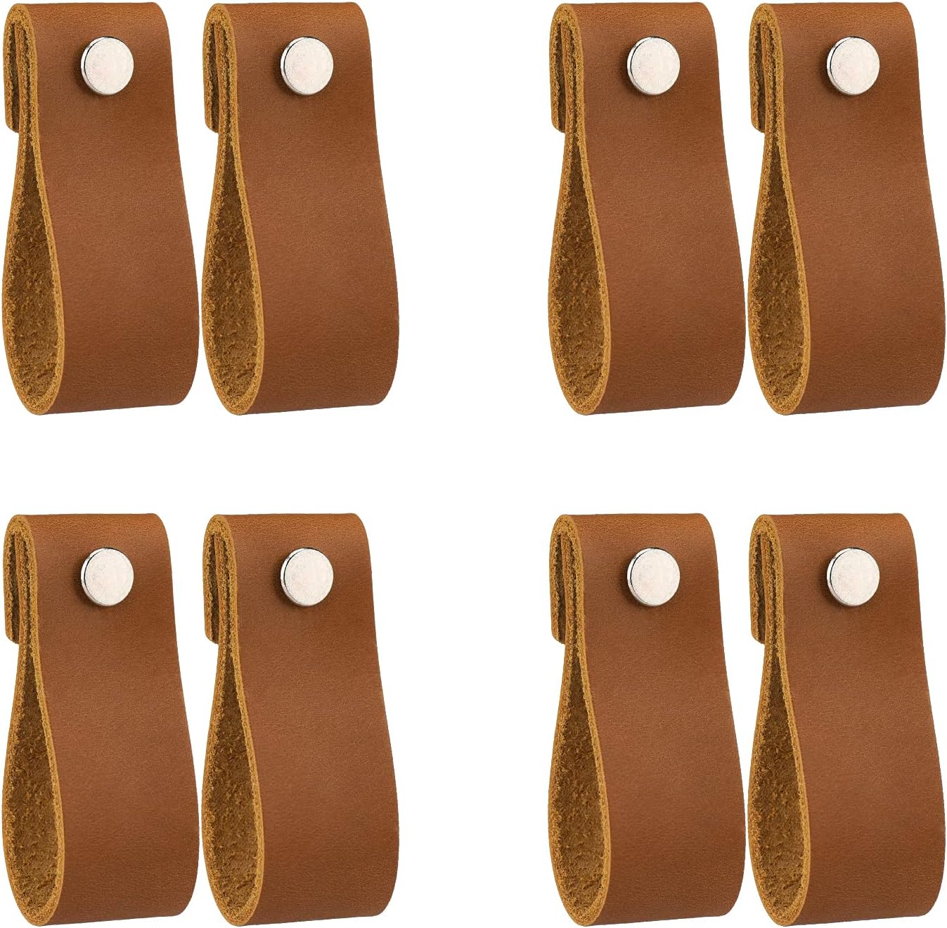 Alemon 6X Handmade Leather Cabinet Wardrobe Door Handle Pulls Knob (3 ...