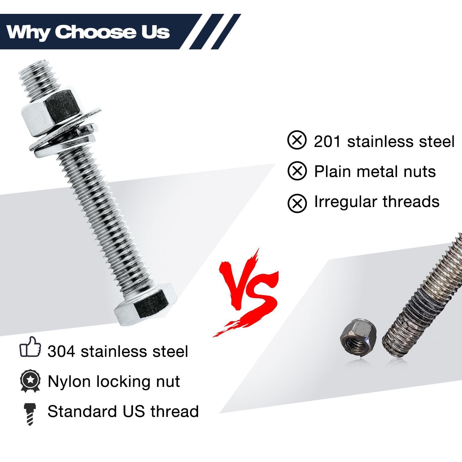 Snapklik.com : (6Set) 3/8-16x2 Complete Set Hex Head Screw Bolts,Nuts ...
