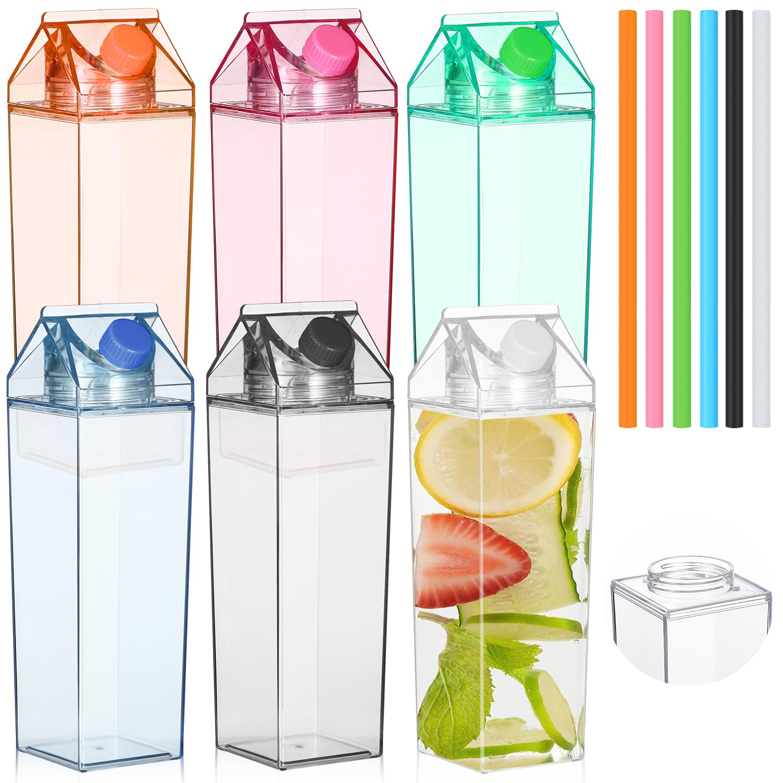 Tanlade 6 Pcs 33oz Milk Carton Water Bottles Plastic Clear Milk Carton ...