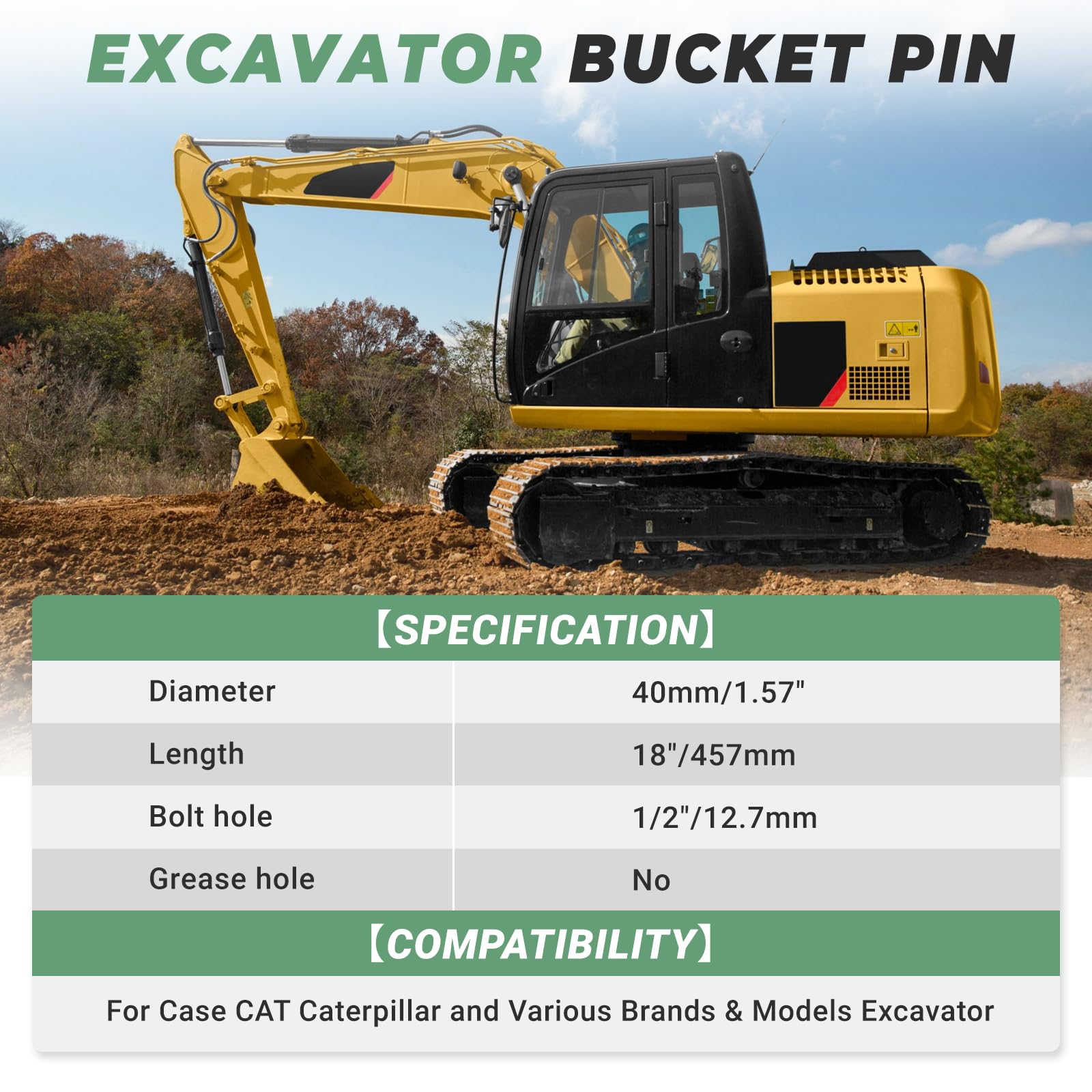 Snapklik.com : VORGENS 40mm X 18” Excavator Bucket Pin, Fit For Case ...