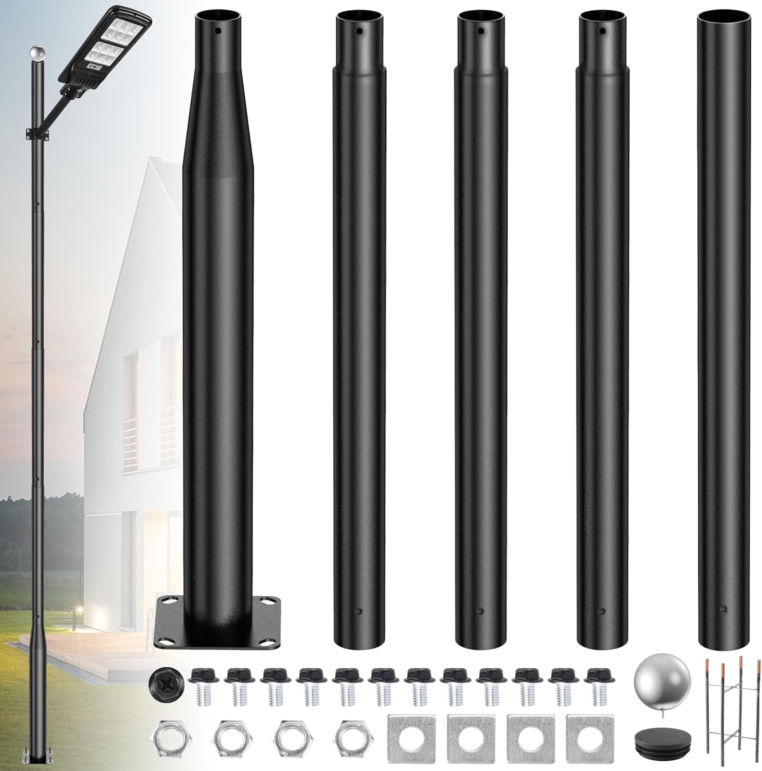 FTIEONMG Tall Street Light Pole-16.5Ft, Street Lamp Post for Outdoor ...