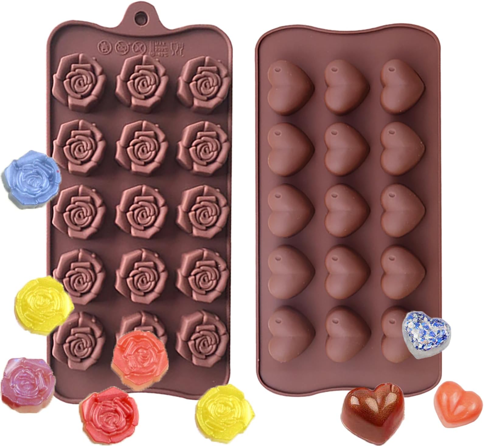 Amazon.com: Heart Rose Candy Chocolate Silicone Mold Mini Rose Shape ...