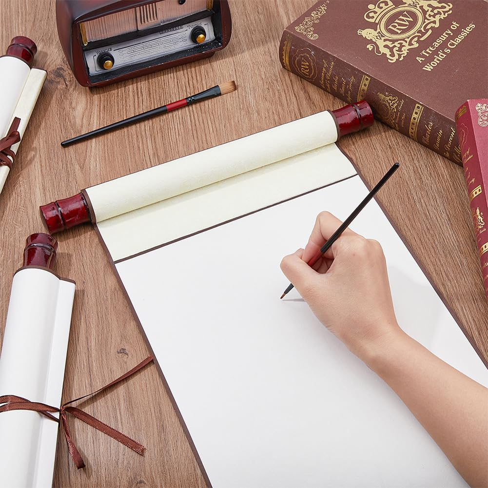 SUPERFINDINGS 4Rolls Blank Paper Scrolls with Wood Rods Blank Painting ...