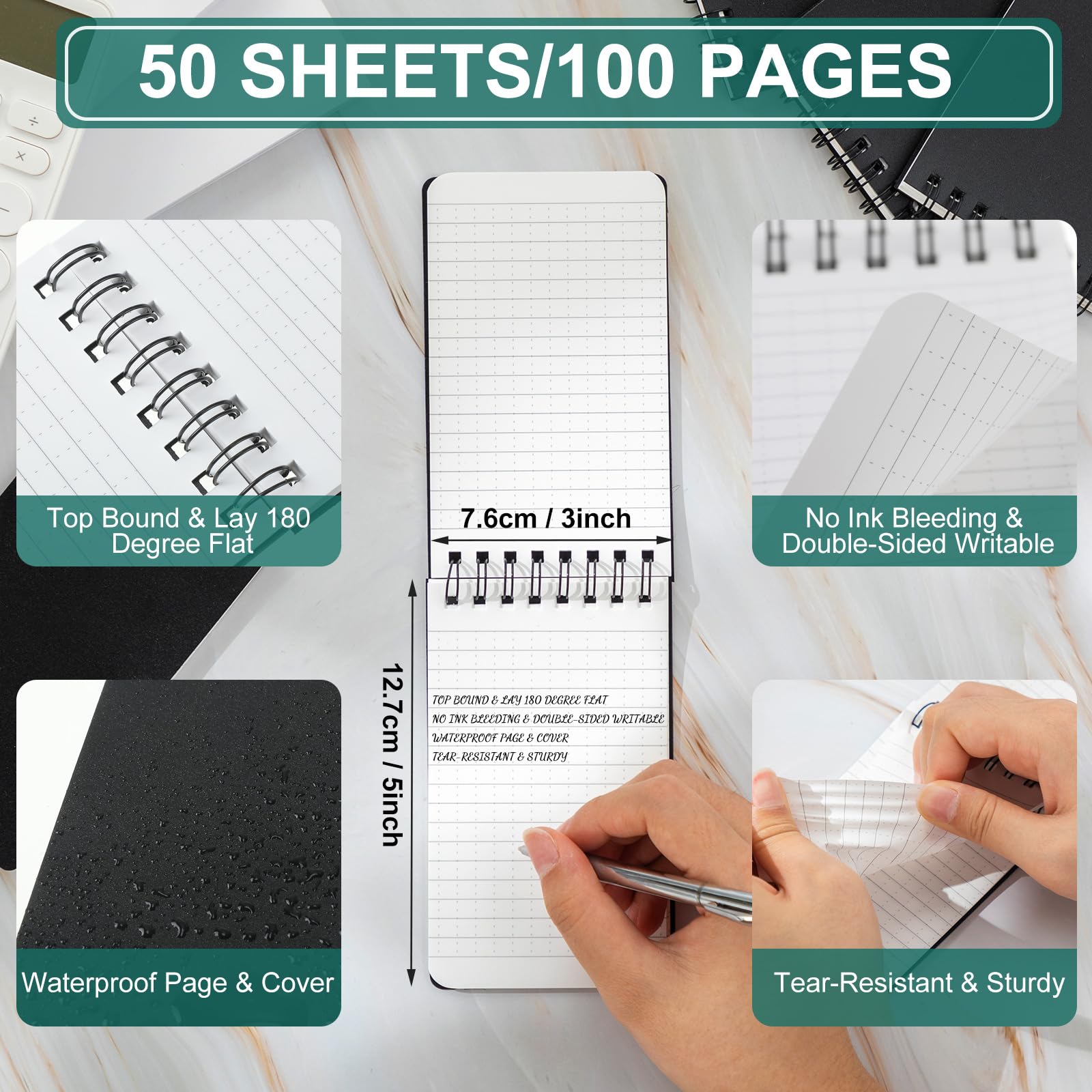 Snapklik.com : Qilery 6 Pcs Waterproof Notebook Graph Paper 3" X 5" All ...