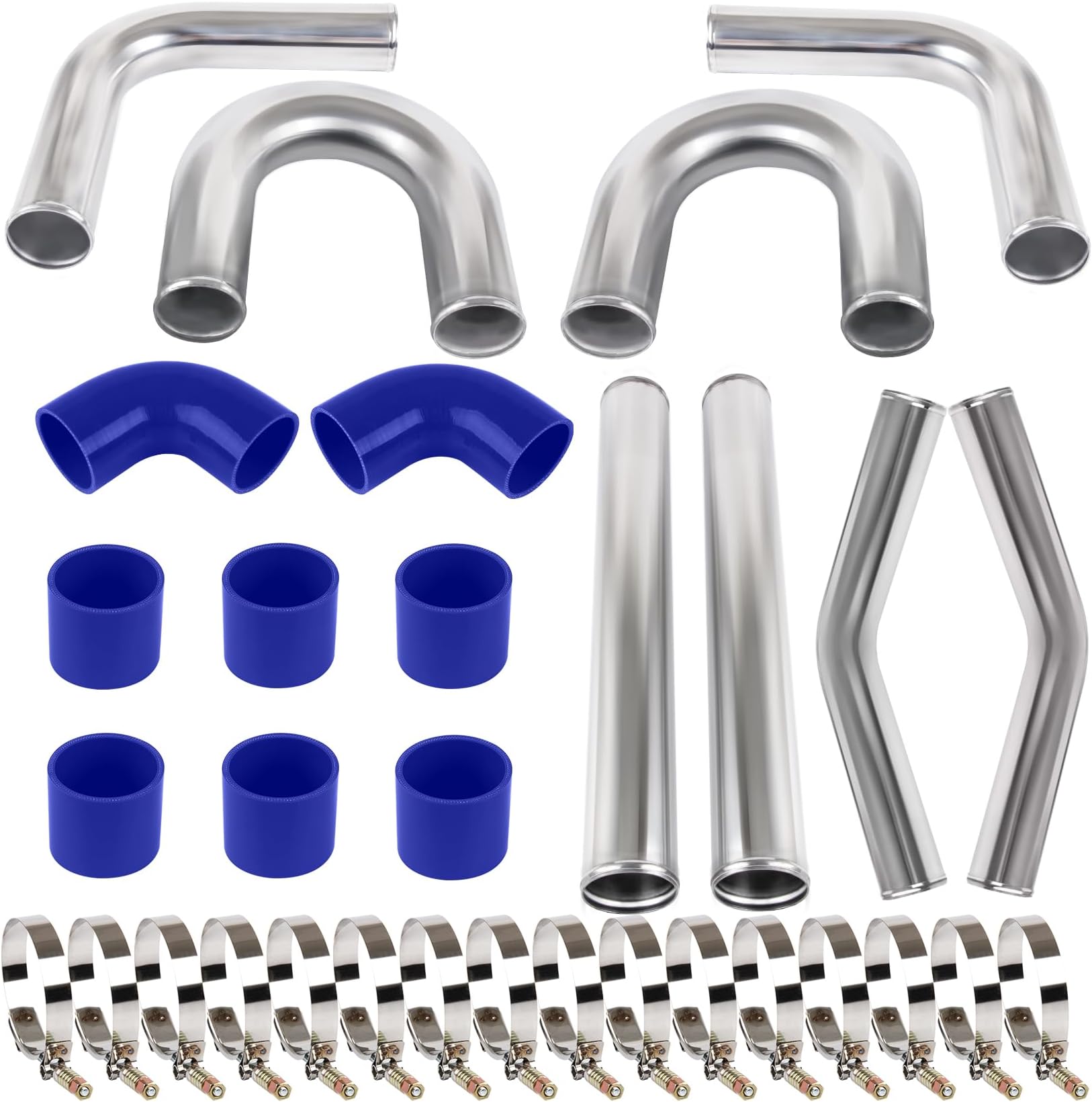 Amazon.com: 3" 60cm Universal Aluminum Intercooler Pipe Kit Polished ...