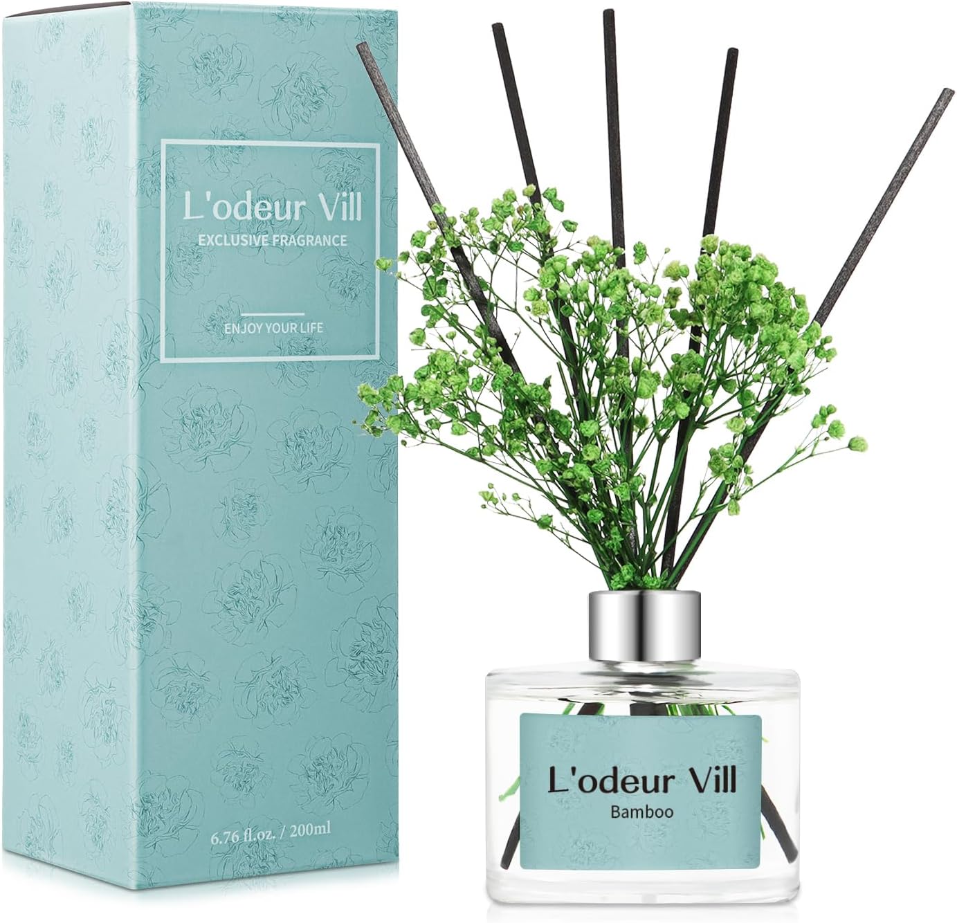 Amazon.com: L'odeur Vill Reed Diffuser Set, 6.7 oz(200ml) Bamboo ...