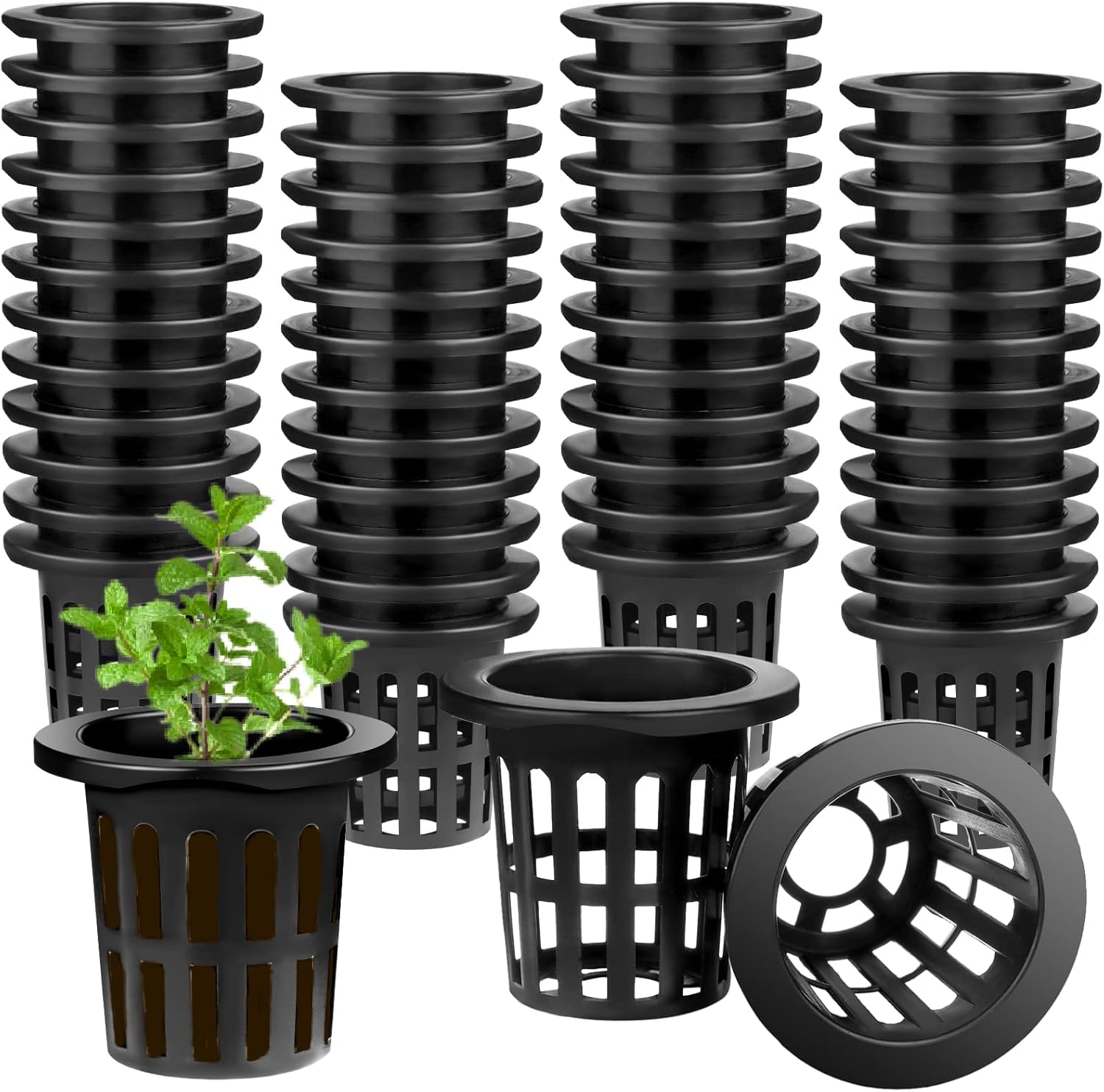 Amazon.com: Warmshine 50 Pcs Garden Plastic Net Cups Pots Hydroponics ...