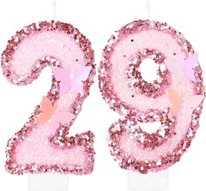 Amazon.com: Birthday Candles, Number 29 Candle, Butterfly 29th Birthday ...