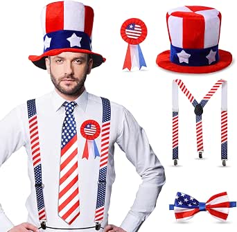 Amazon.com: Geyoga 5 Pieces Patriotic Day Costume Set American Red ...