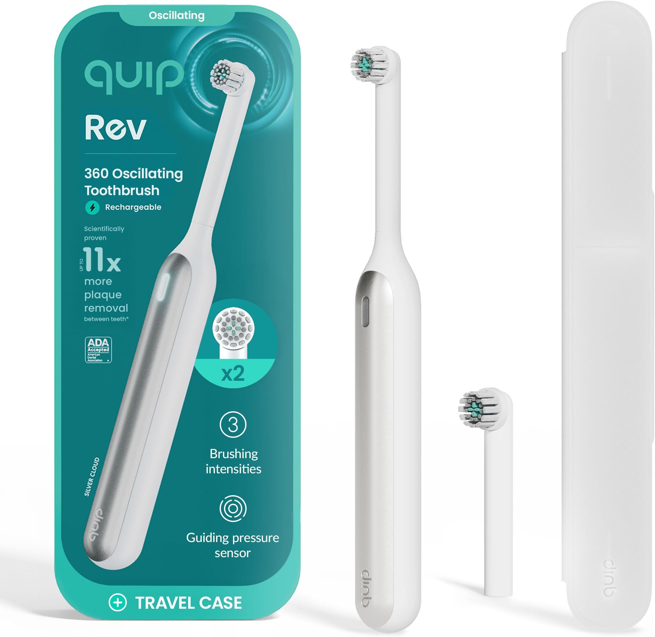 Amazon.com: Quip 360 Oscillating Rechargeable Electric Toothbrush with Extra Brush Head - Soft ...