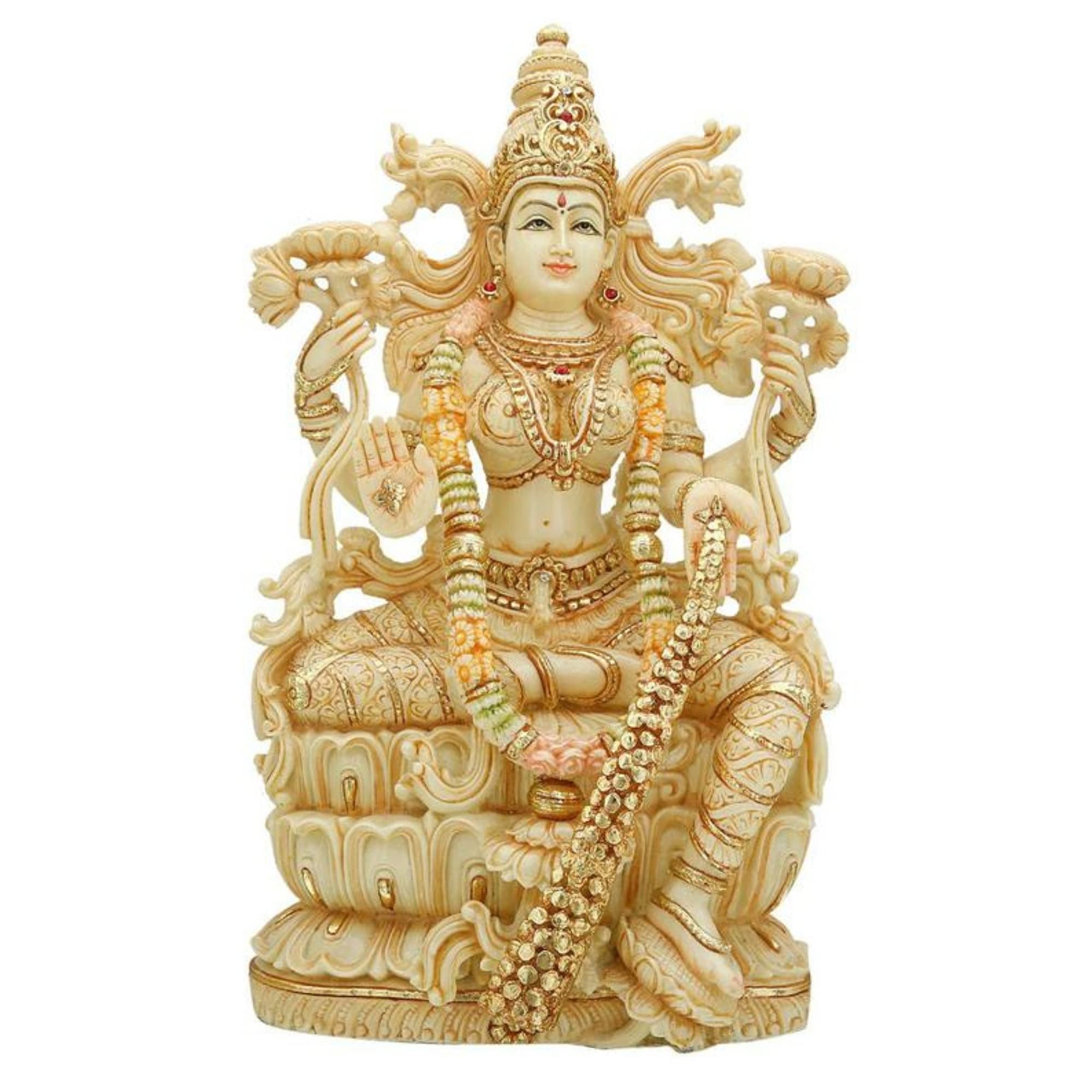 Buy Goddess Lakshmi Statue,15 inches Marble Goddess Indian Goddess ...