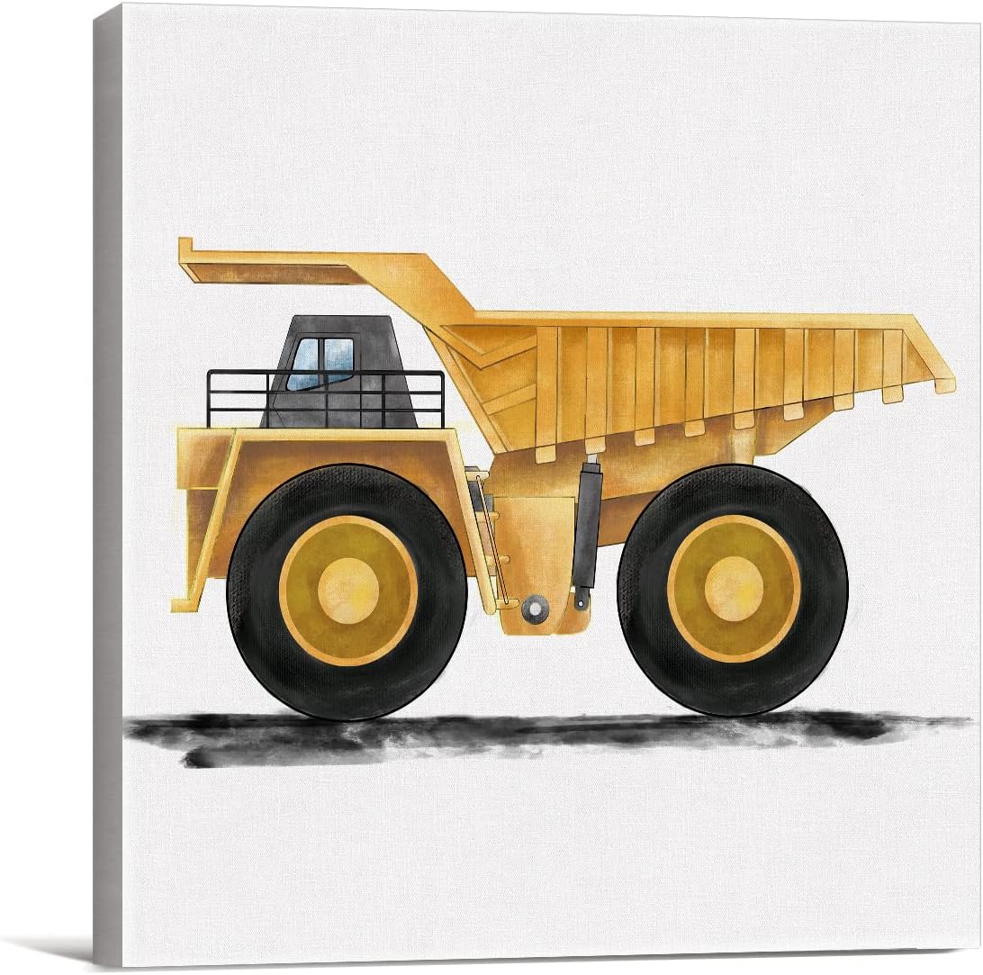 Amazon.com: Dump Truck Sign Construction Truck Wall Art Prints Canvas ...