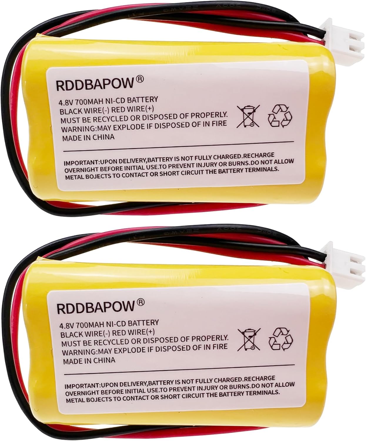 RDDBAPOW 4.8V 700mAh BL93NC487 Ni-CD Exit Sign Emergency Light Battery ...