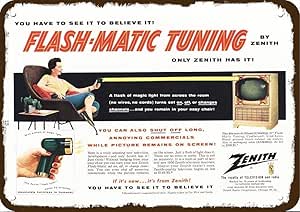 Amazon.com: LZLQR Retro Metal Tin Signs 8x12 Inches 1955 Zenith Flash ...