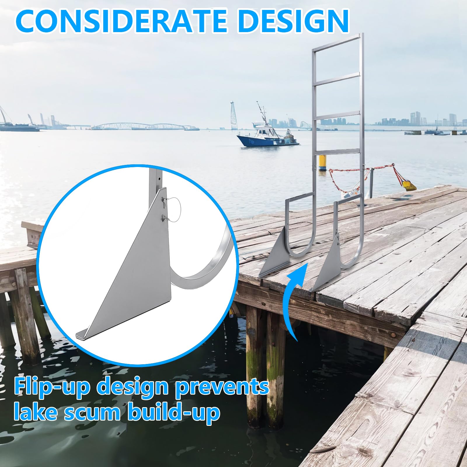 Snapklik.com : Flip Up Dock Ladder 3/4/5 Steps,Pontoon Boat Ladder