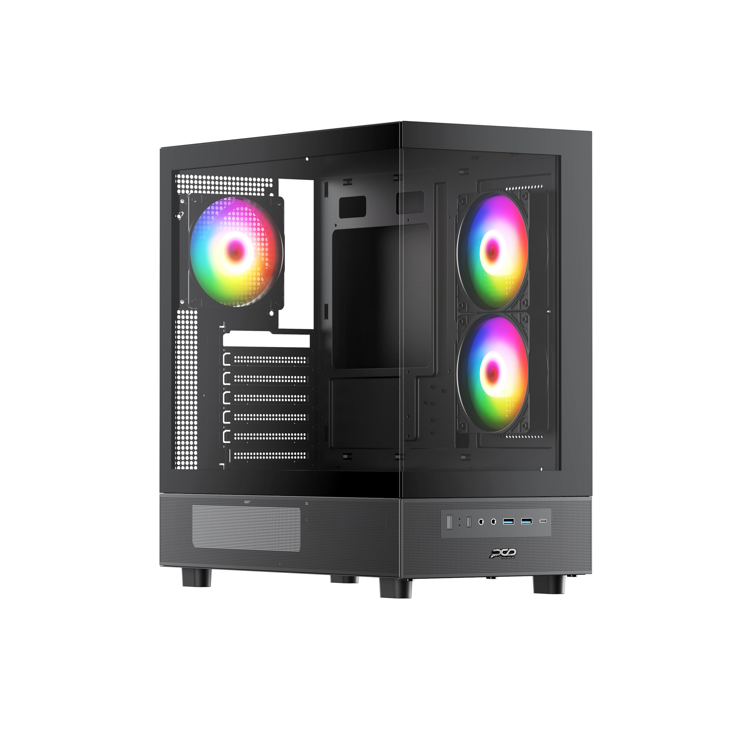 PCD Megatron Gaming PC Case with 3 ARGB Fans, RGB Lighting, and Dust ...
