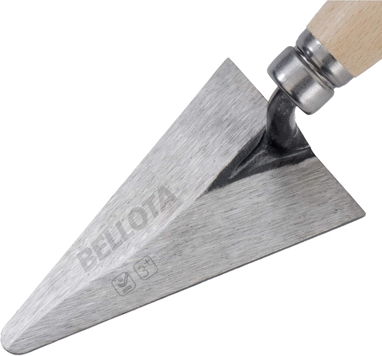 Rounded tip triangular forged pointing trowel with beech wood handle ...