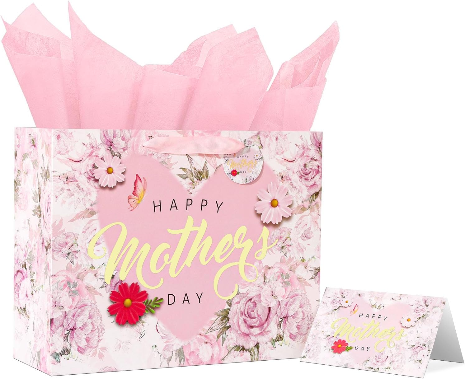 Amazon.com: souloduce 13" Mother’s Day Gift Bag Set with Card & Tissue ...