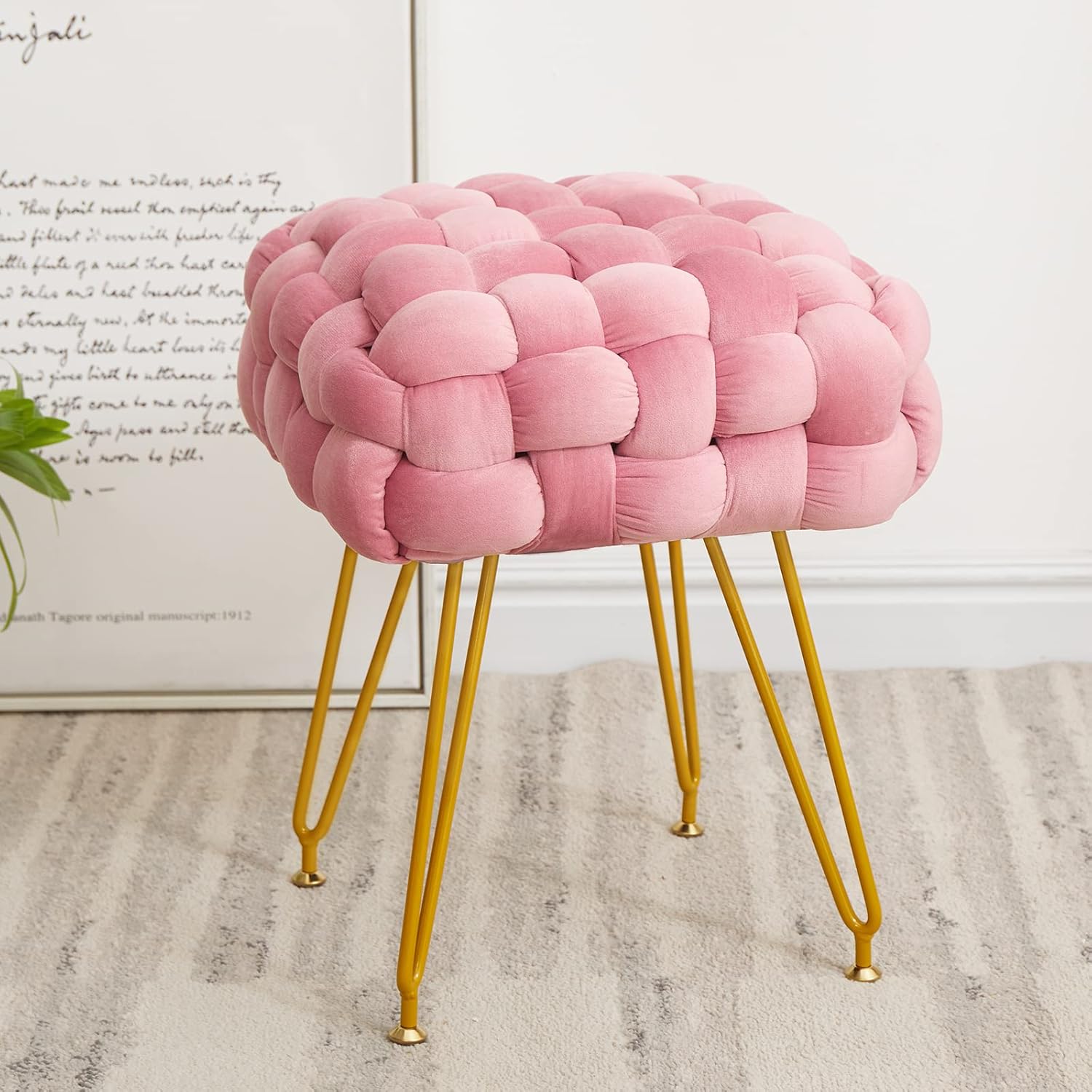 Amazon.com: Square Velvet Vanity Stool, Upholstered Ottoman Foot Rest ...