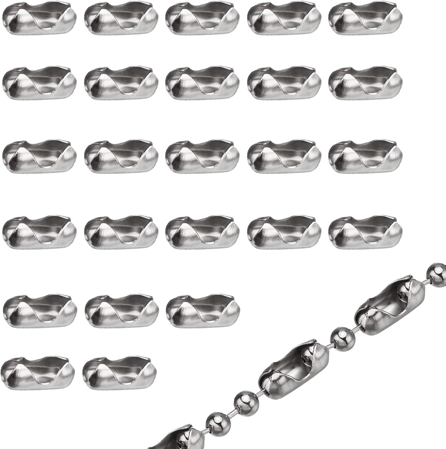 NAYAGOGO 4.5mm Blind Chain Connectors, 30 Packs Silver Metal Ball Chain ...