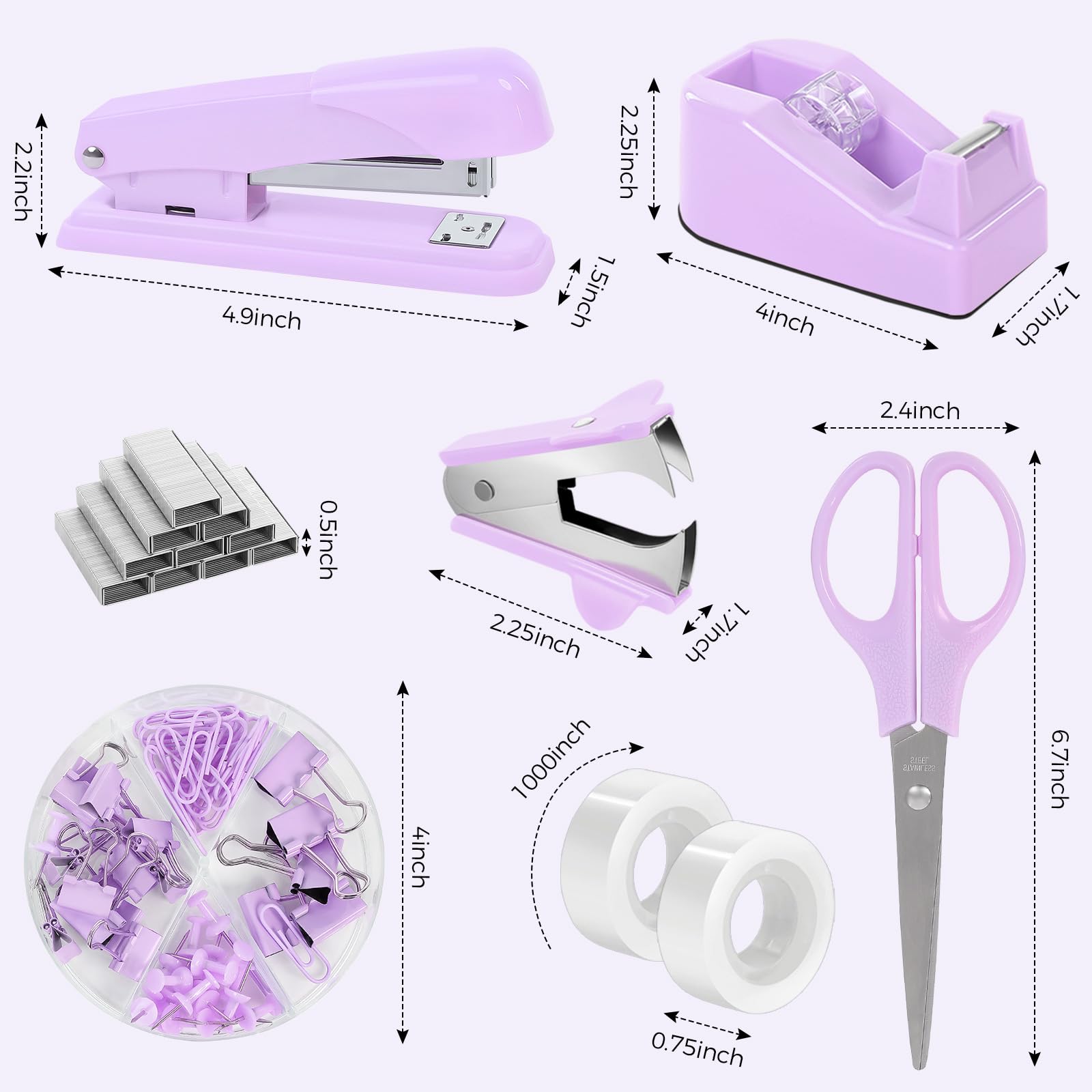 Snapklik.com : Purple Desk Accessories, Purple Office Supplies Set ...